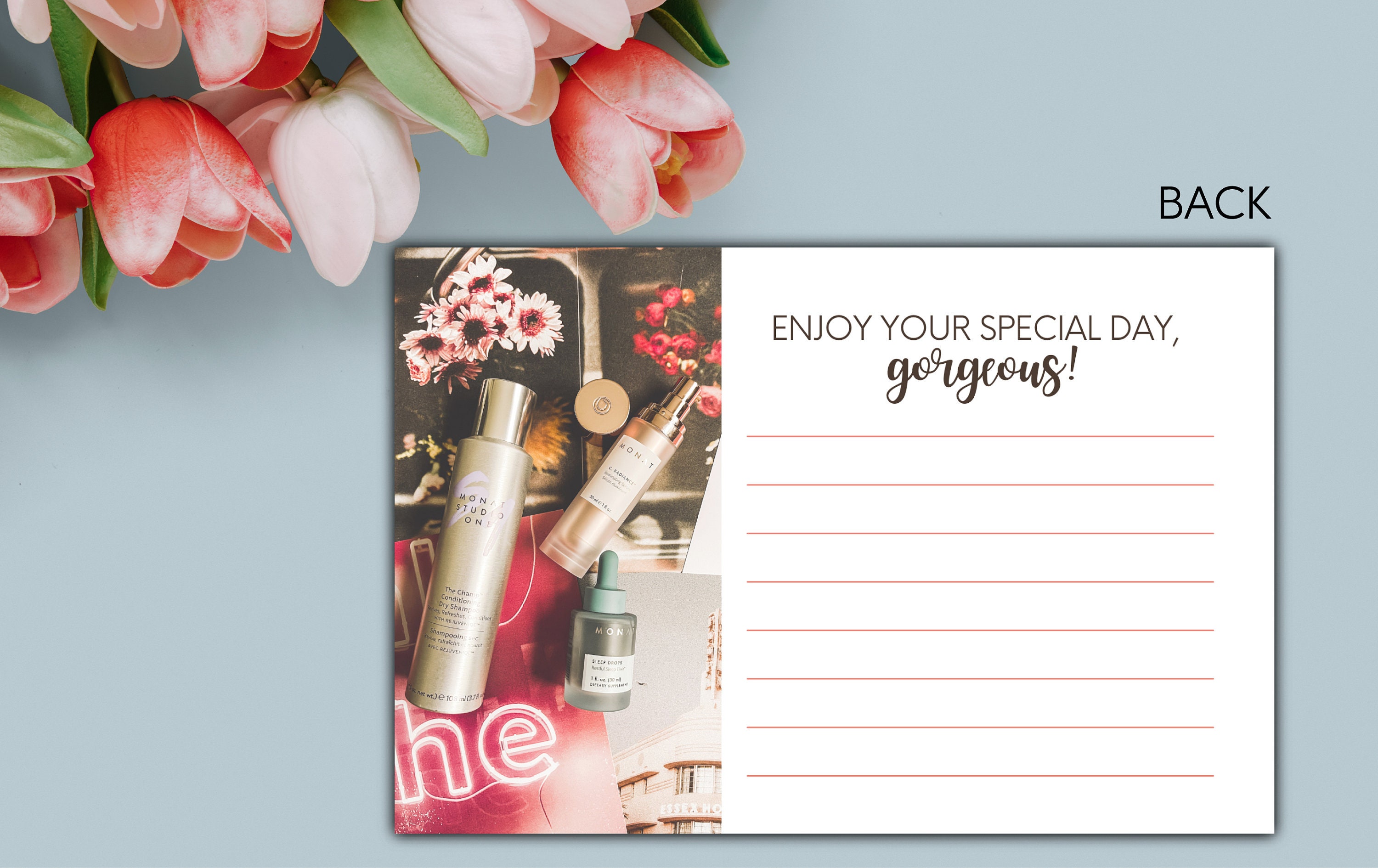 MONAT Birthday Postcard Floral Digital Files - Etsy