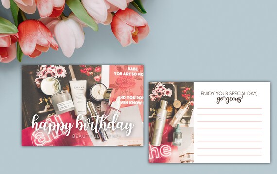 MONAT Birthday Postcard Floral Digital Files | Etsy