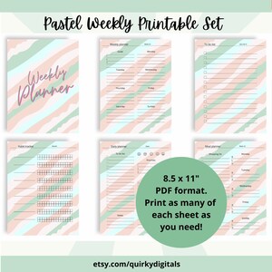 Pastel Weekly Planner Printable Set - Etsy