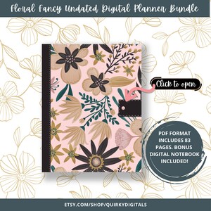 Floral Fancy Digital Planner, Notebook and Bonus Stickers - Etsy