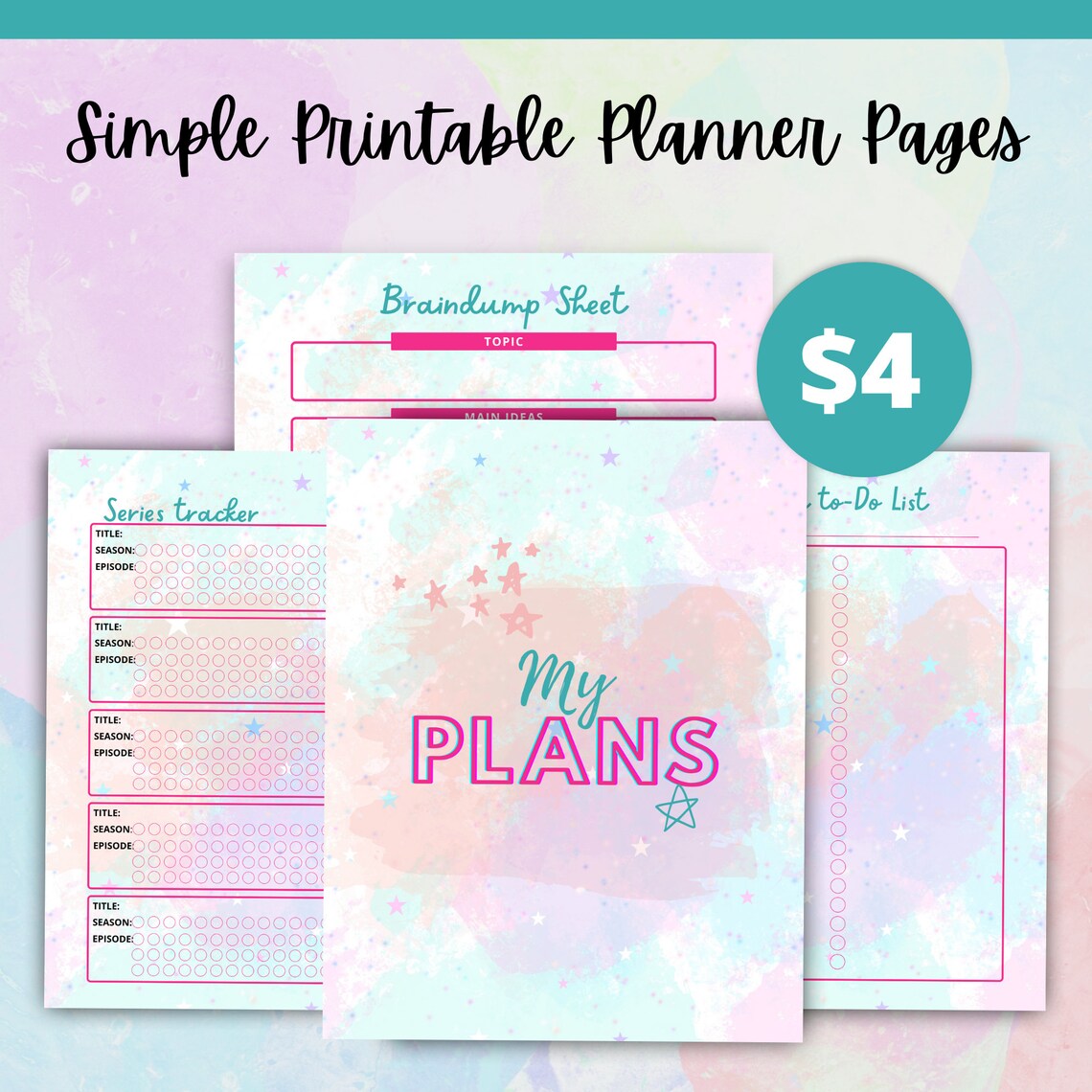 Pretty & Simple Planner Printable Set, PDF Printable, PNG Printable ...