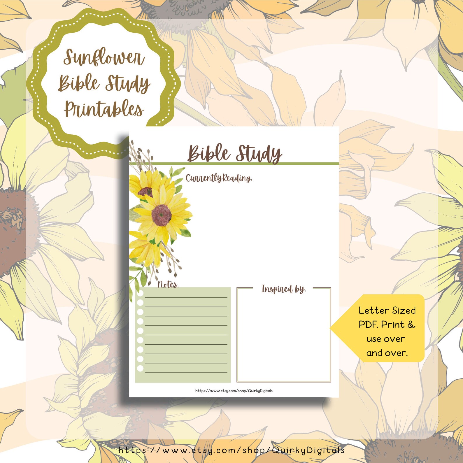Sunflower Bible Study Printables - Etsy
