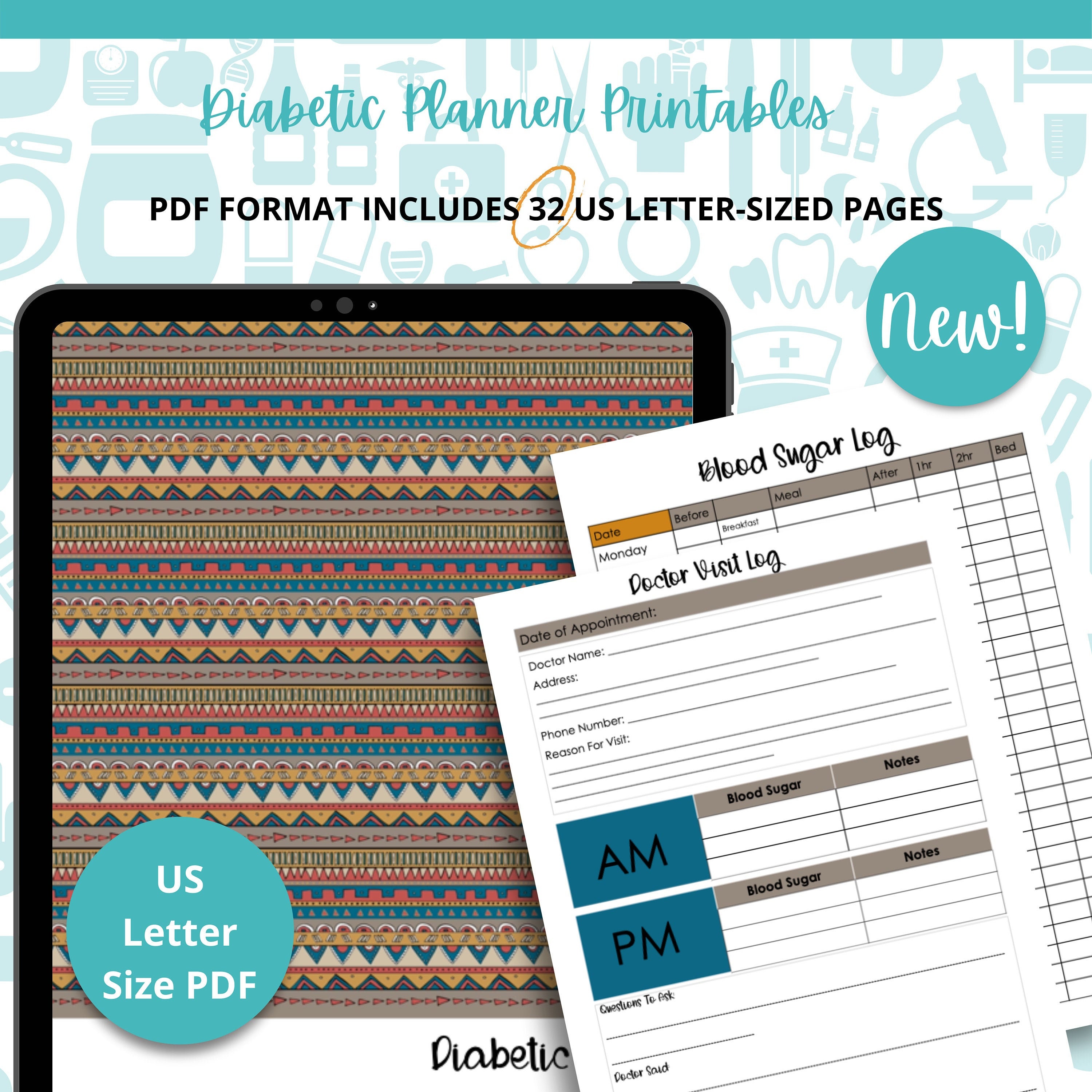Diabetic Planner Printables V2 - Etsy