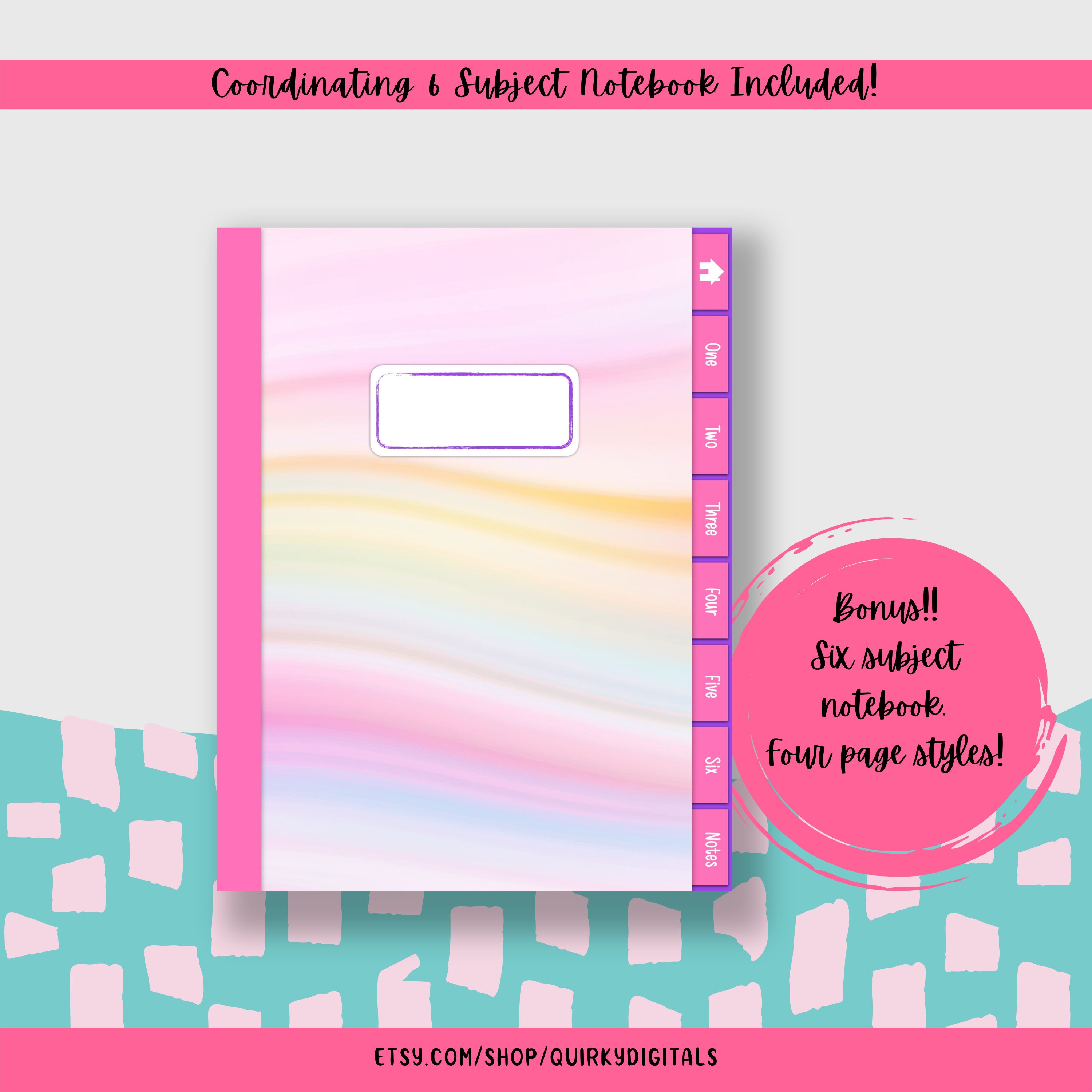 Rainbow Sherbet Undated Digital Planner & Notebook - Etsy