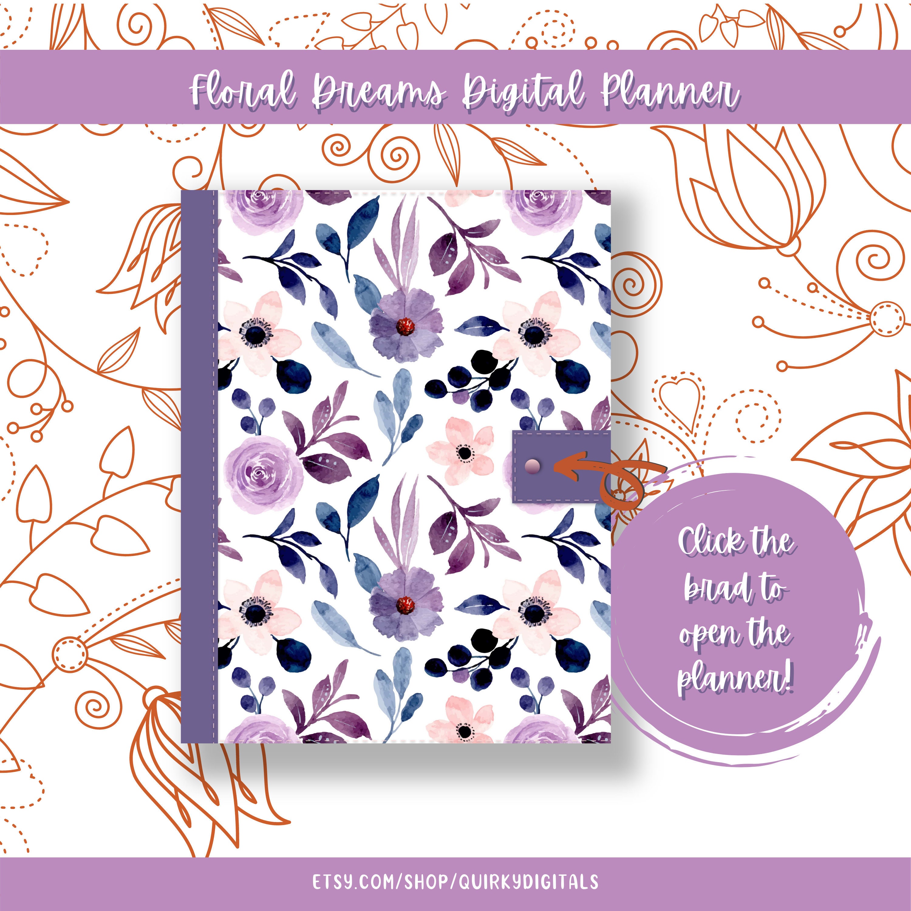 Floral Dreams Undated Digital Planner - Etsy