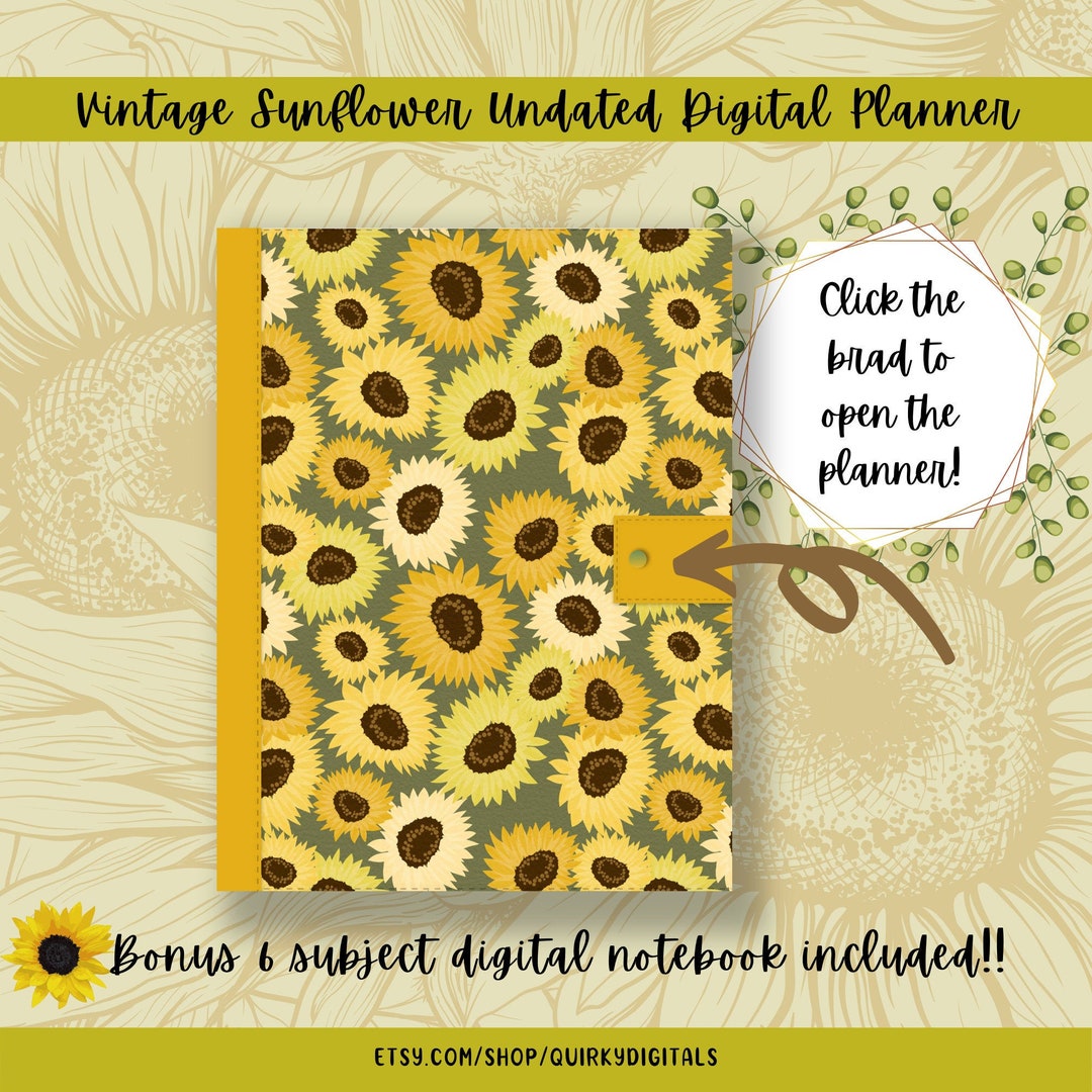 Vintage Sunflower Undated Digital Planner - Etsy