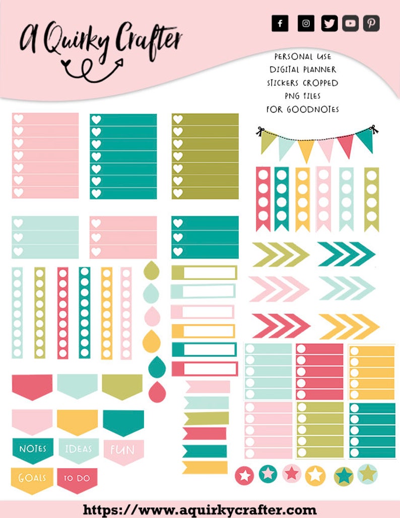 A Quirky Digital Planner Sticker Book With Bonus Stickers - Etsy