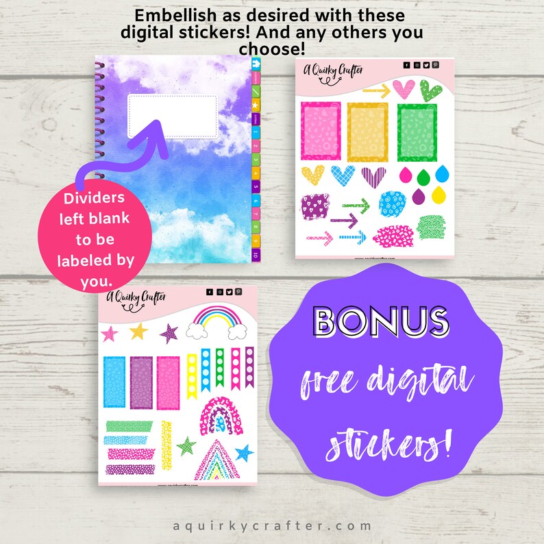 Rainbow Digital Notebook With Bonus Digital Stickers. - Etsy