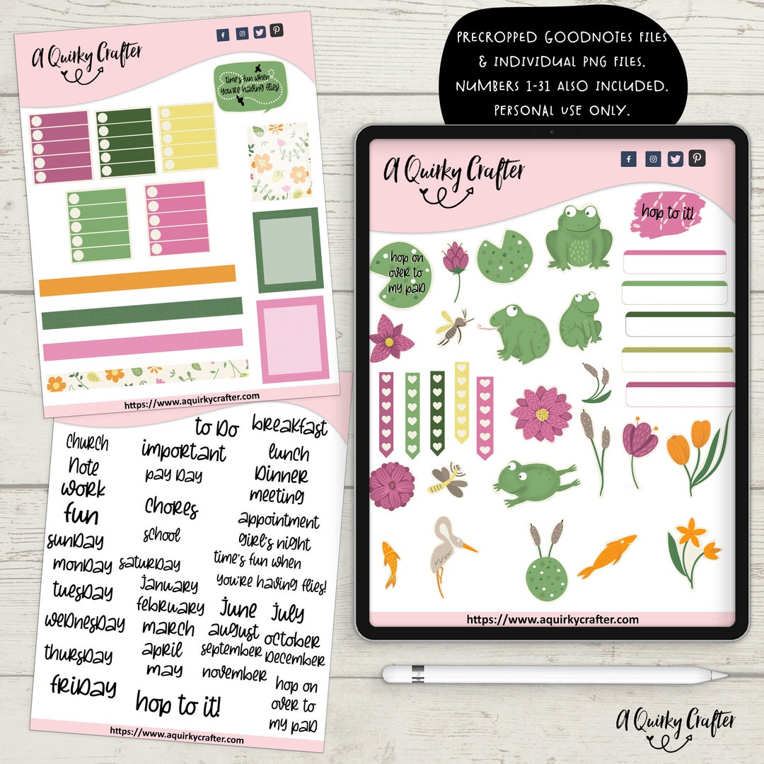Quirky Frogs Digital Sticker Set - Etsy