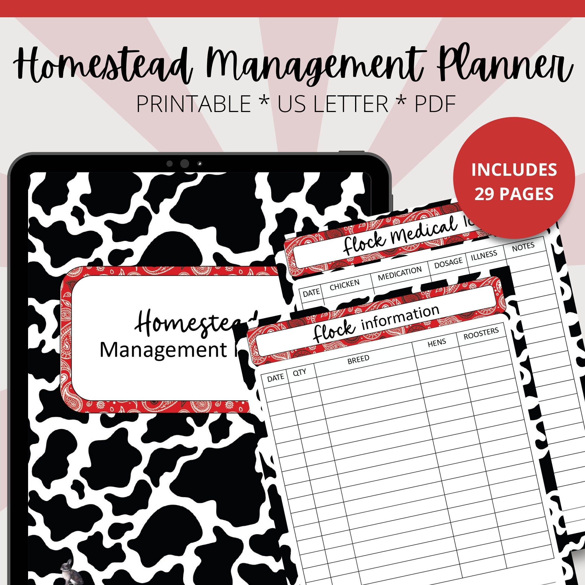 Homestead Management Printable Set Version 2, Pdf Printable, Homestead ...