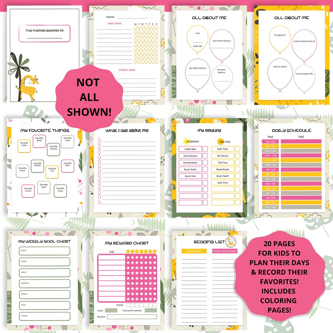 Kids' Printable Planner PDF Format - Etsy