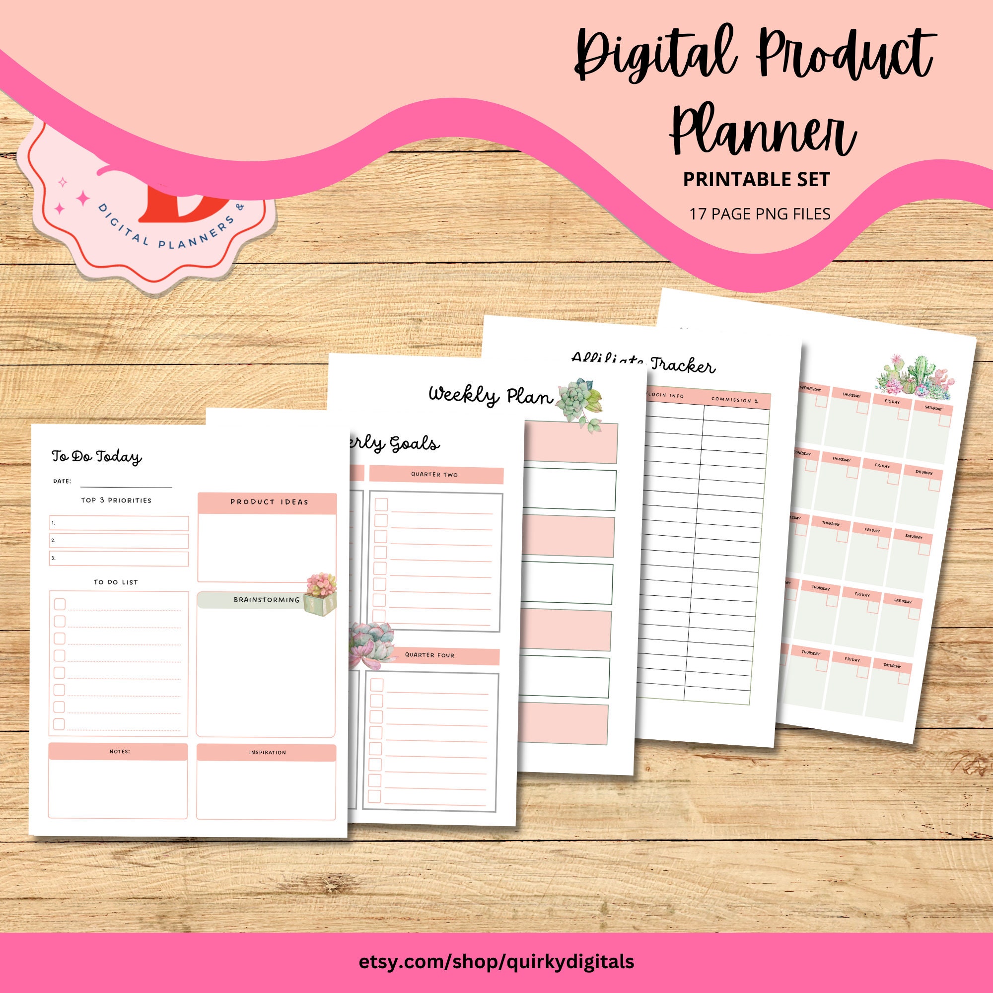 Digital Product Planner Printable Set, Letter Sized Printables, Digital ...