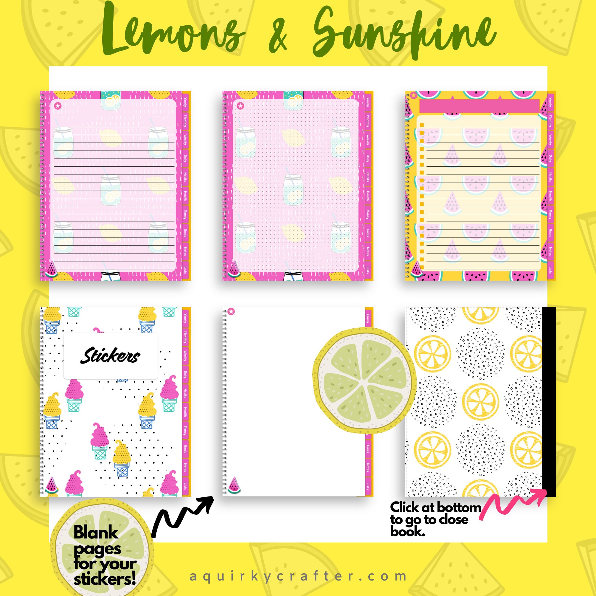 Lemon and Sunshine Undated Digital Planner - Etsy