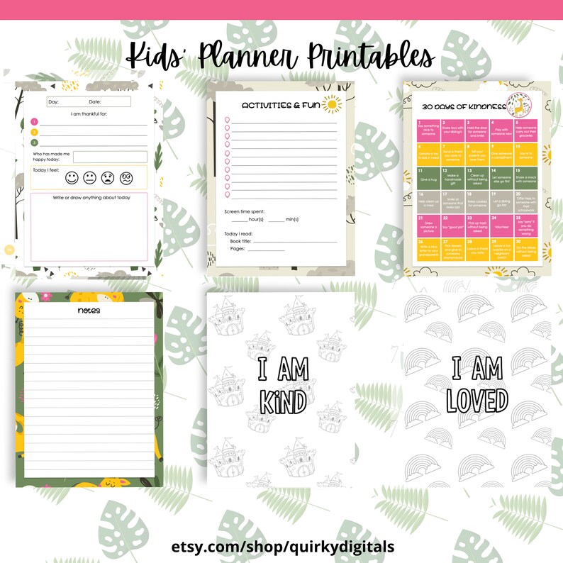 Kids' Printable Planner PDF Format - Etsy