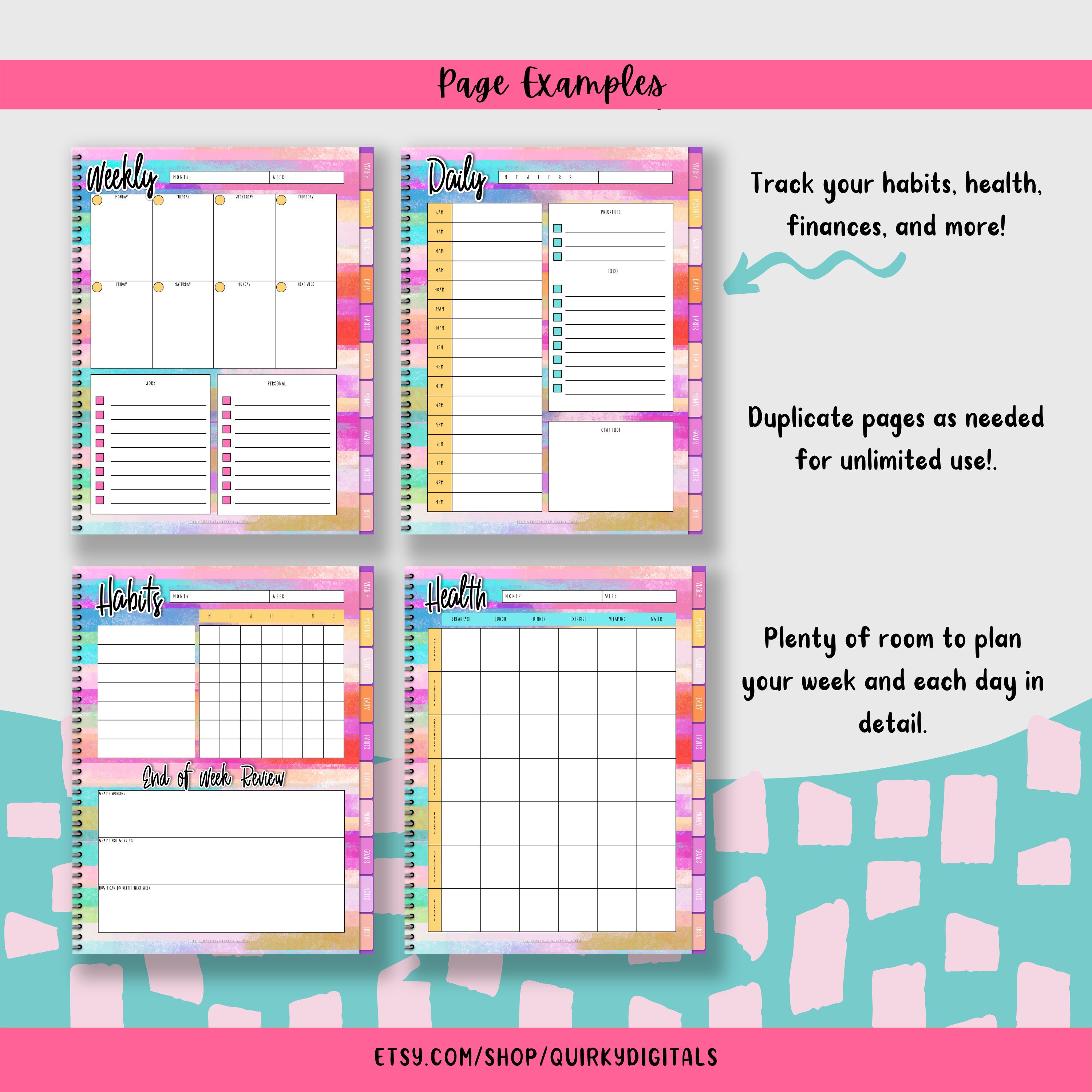 Rainbow Sherbet Undated Digital Planner & Notebook - Etsy