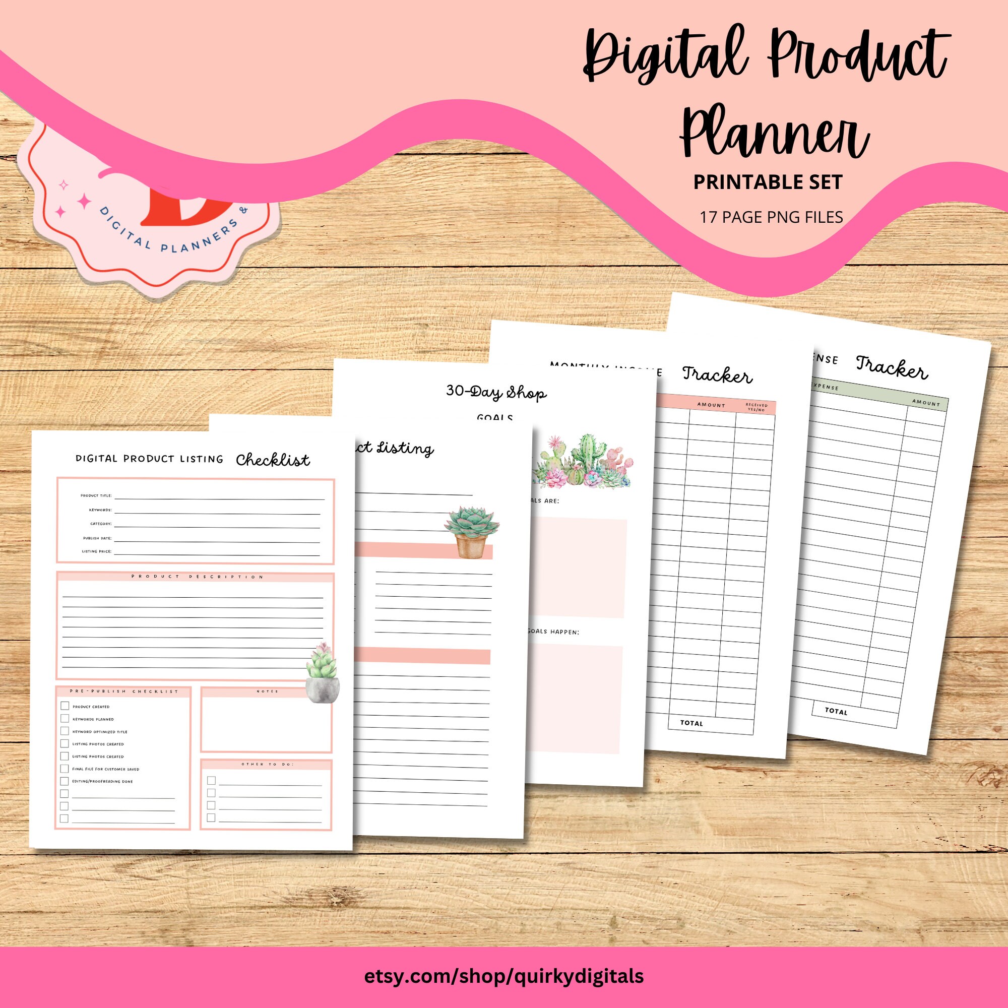 Digital Product Planner Printable Set, Letter Sized Printables, Digital ...