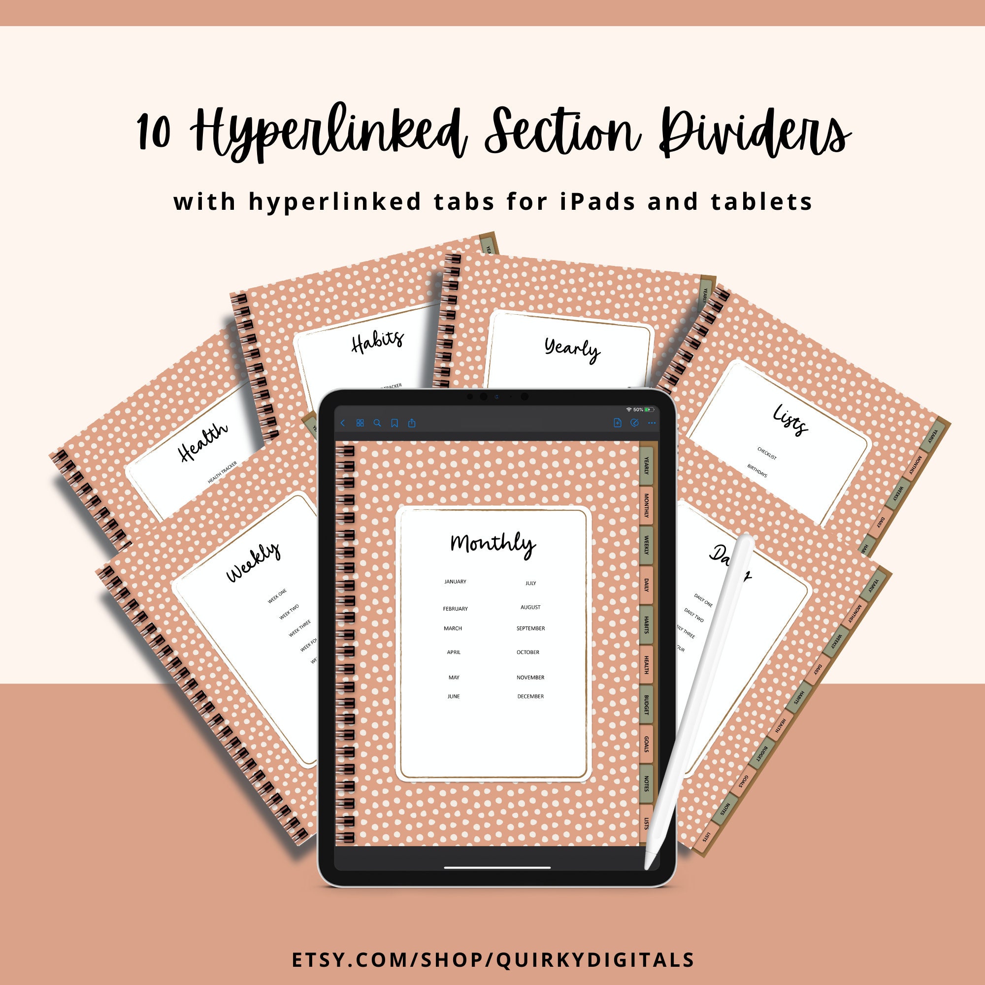 Undated Boho Digital Planner, Pdf Planner, Goodnotes Planner, iPad ...