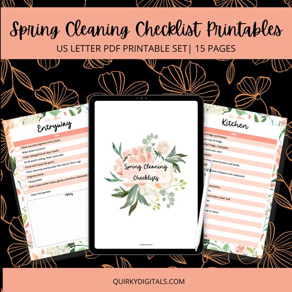 Spring Cleaning Checklist Printable Set Pdf Printable Pretty | Etsy