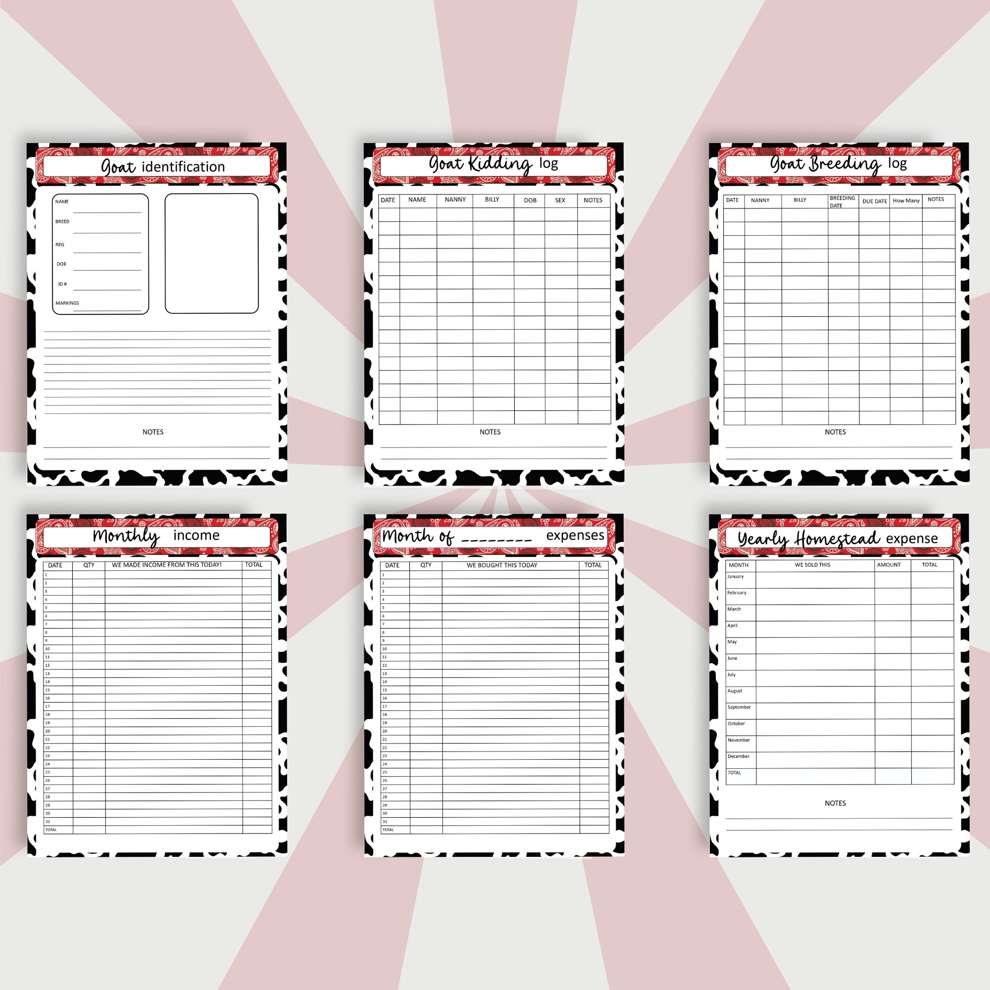 Homestead Management Printable Set Version 2, Pdf Printable, Homestead ...