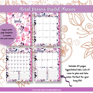 Floral Dreams Undated Digital Planner - Etsy