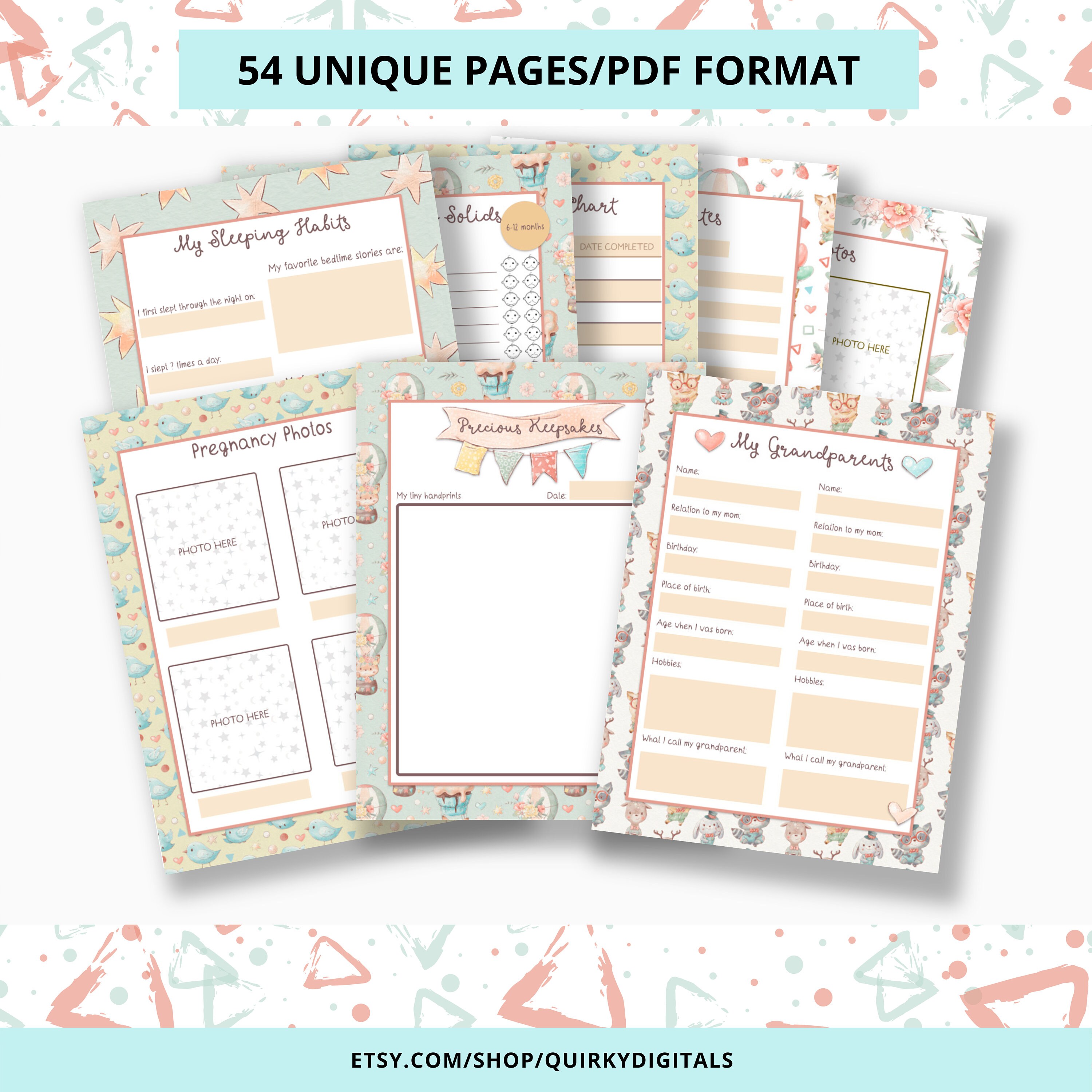 Baby's First Year Printable Journal, Baby's Printable Memory Book - Etsy