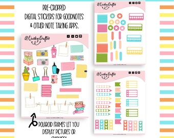 Pastel Digital Stickers for Goodnotes, Pre-cropped Digital Planner ...