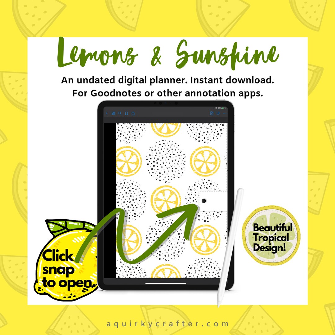Lemon and Sunshine Undated Digital Planner - Etsy