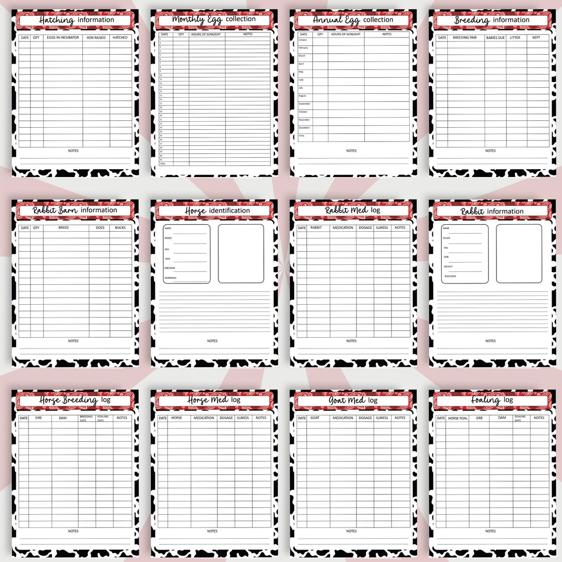 Homestead Management Printable Set Version 2, Pdf Printable, Homestead ...