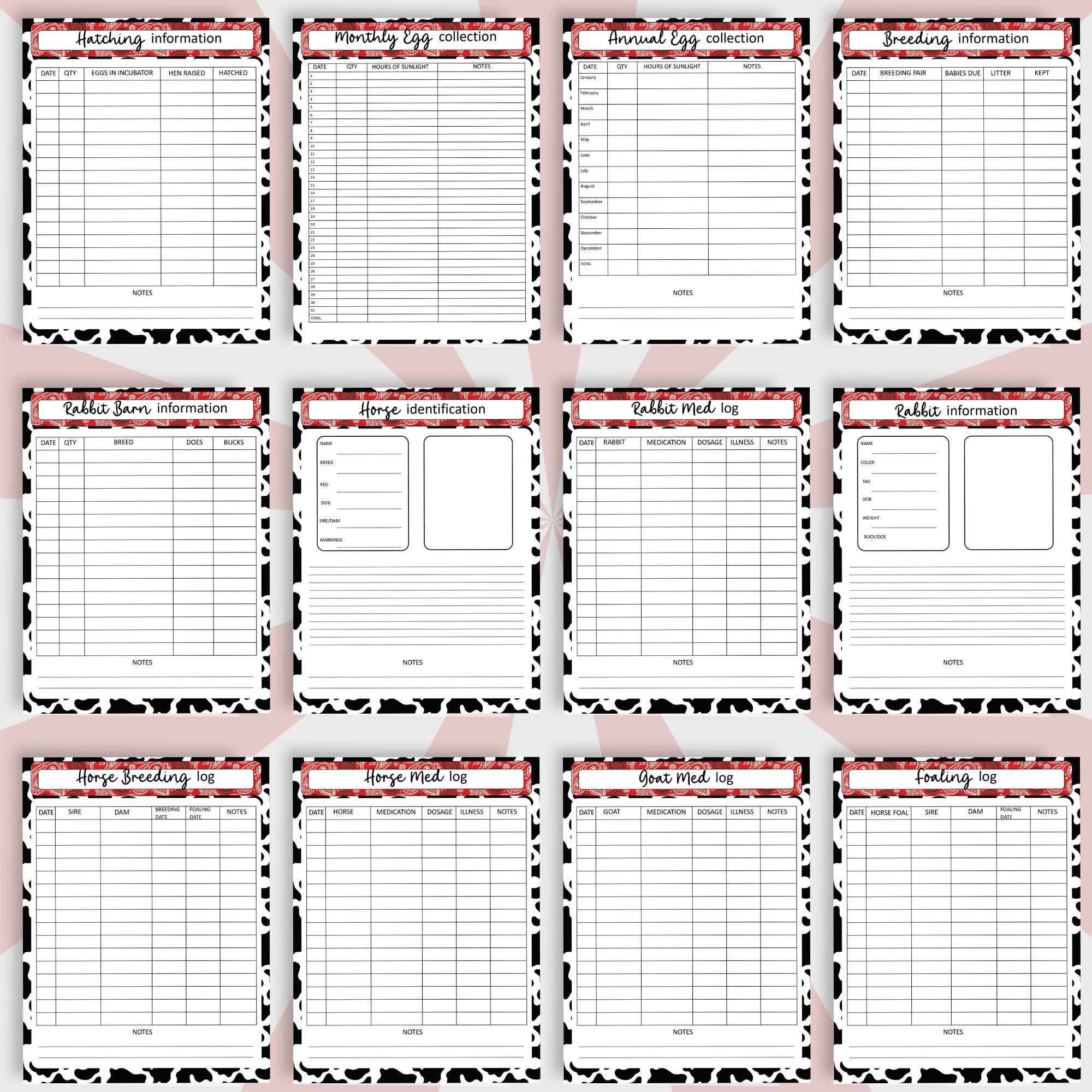 Homestead Management Printable Set Version 2, Pdf Printable, Homestead ...