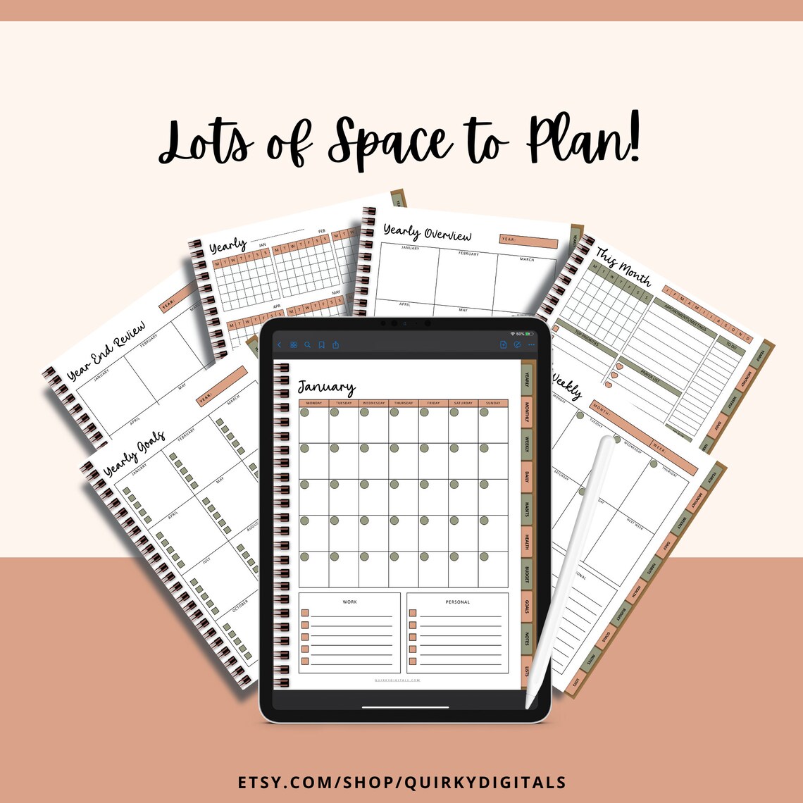 Undated Boho Digital Planner, Pdf Planner, Goodnotes Planner, iPad ...