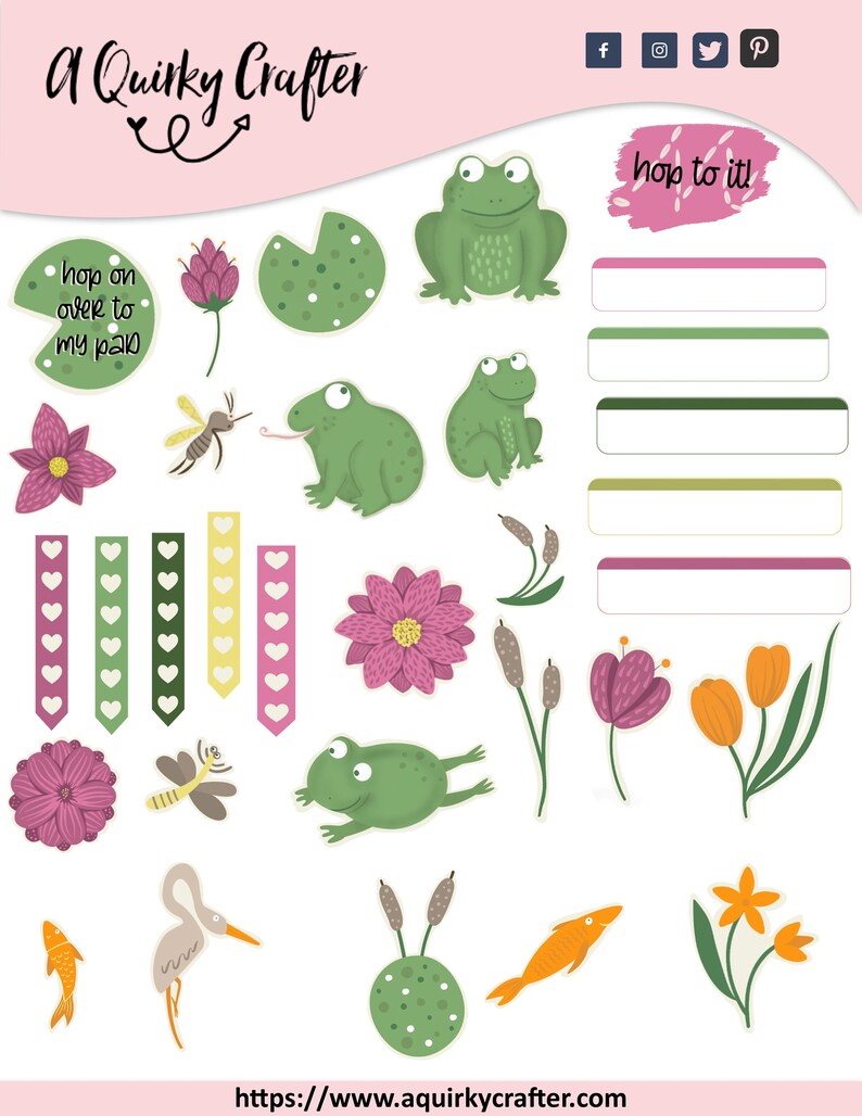 Quirky Frogs Digital Sticker Set - Etsy
