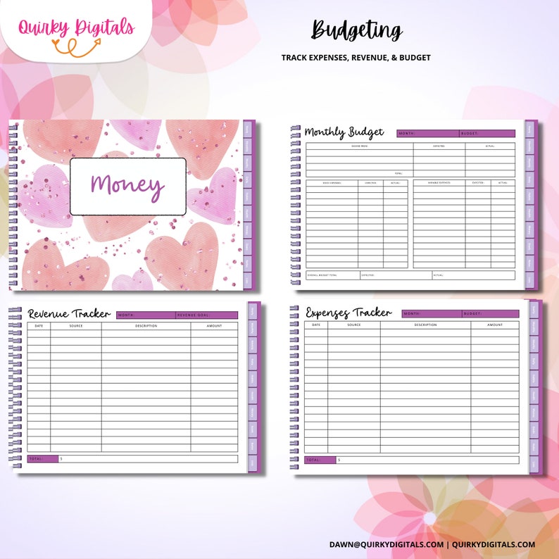 Pastel Hearts Undated Landscape Planner, PDF Planner, Goodnotes Planner ...
