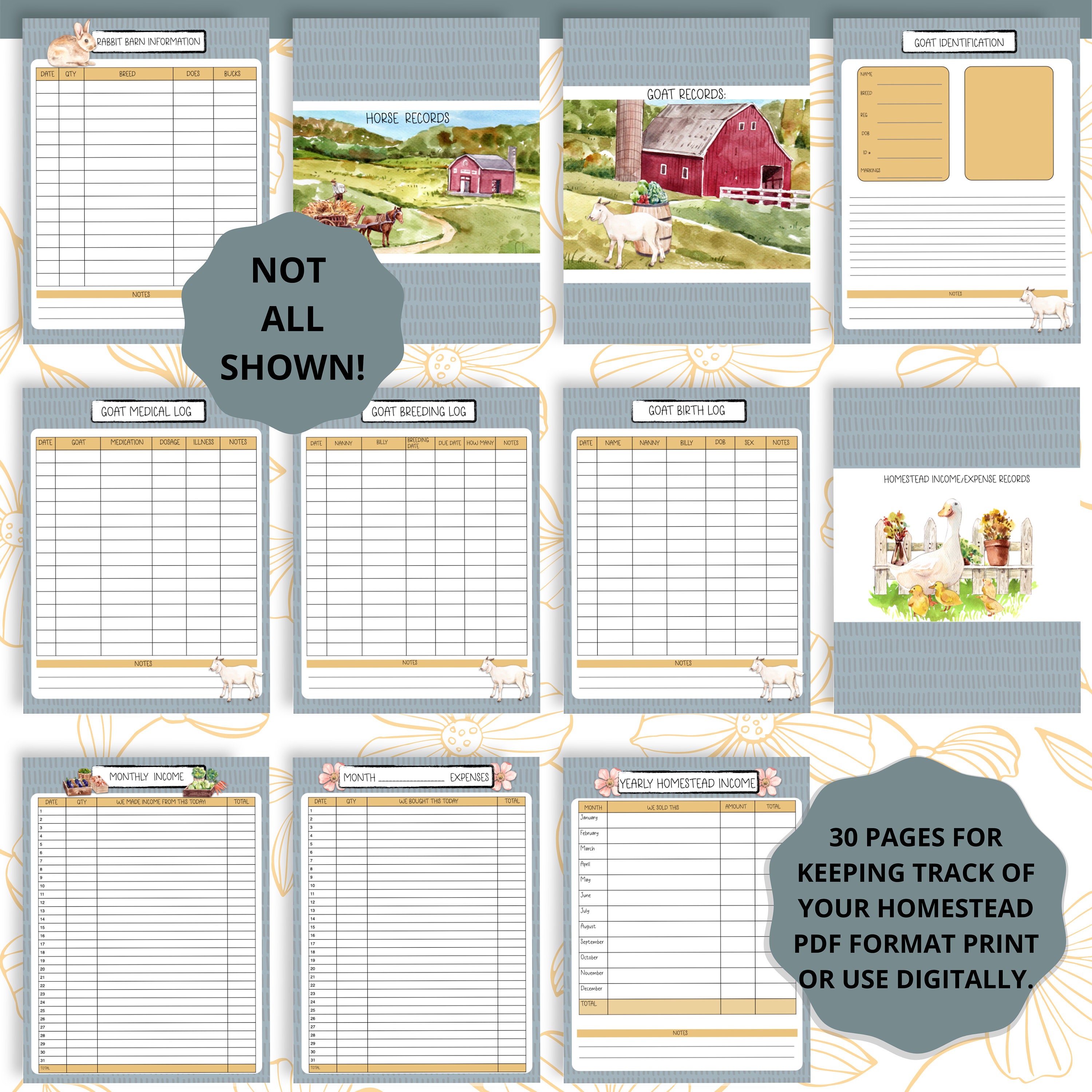 Homestead Journal Planner Printable Set - Etsy