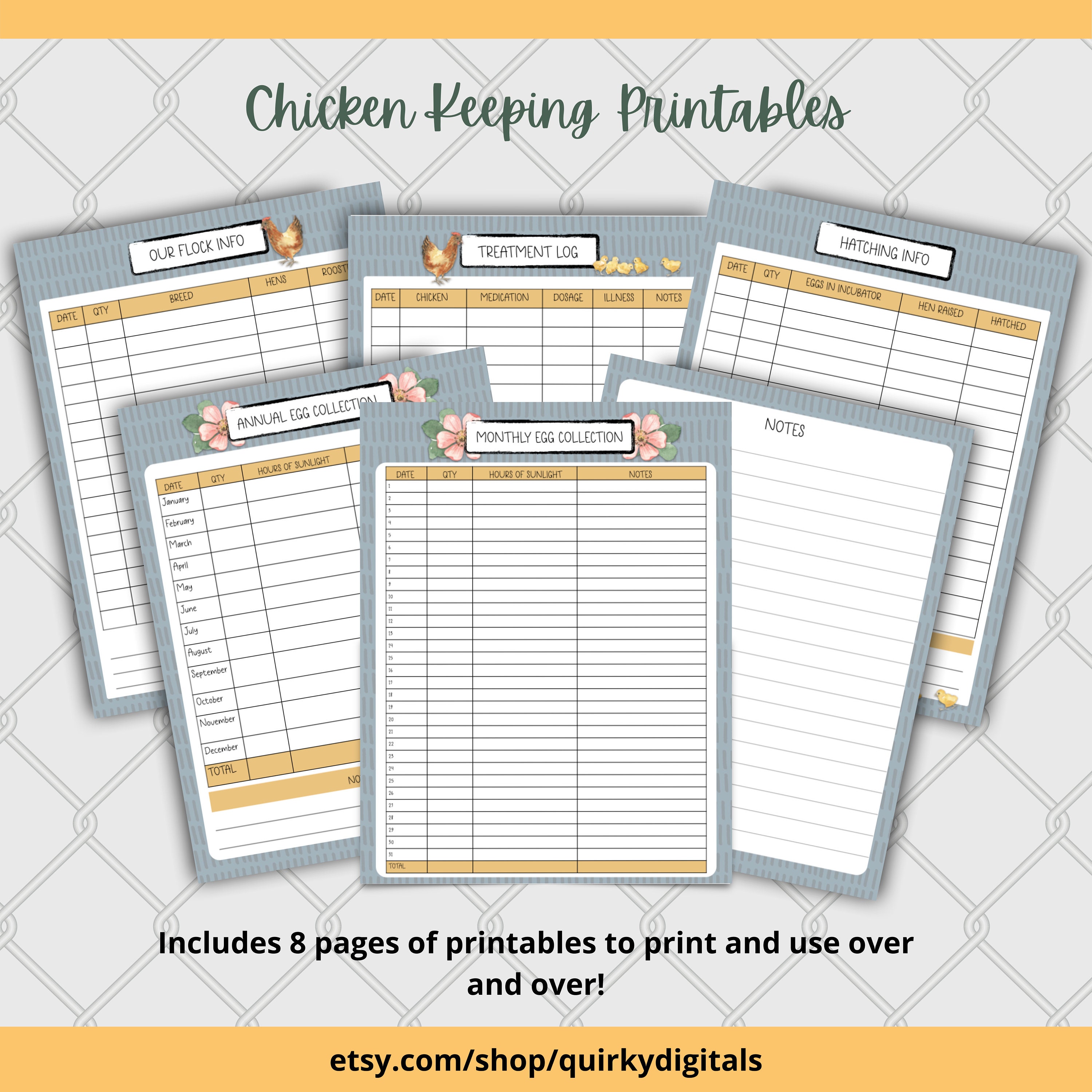 Chicken Keeping Printable Set - Etsy