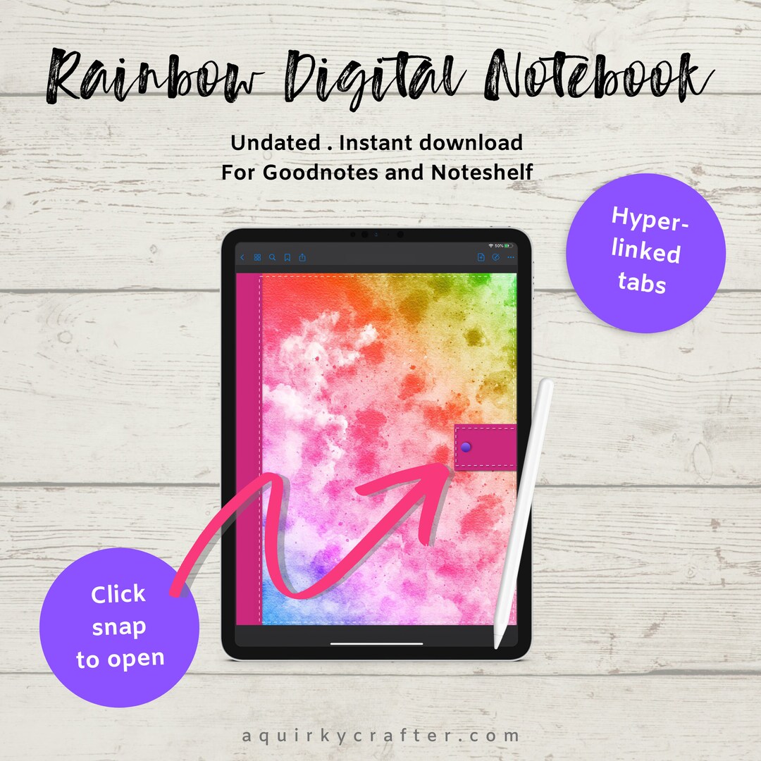 Rainbow Digital Notebook With Bonus Digital Stickers. - Etsy