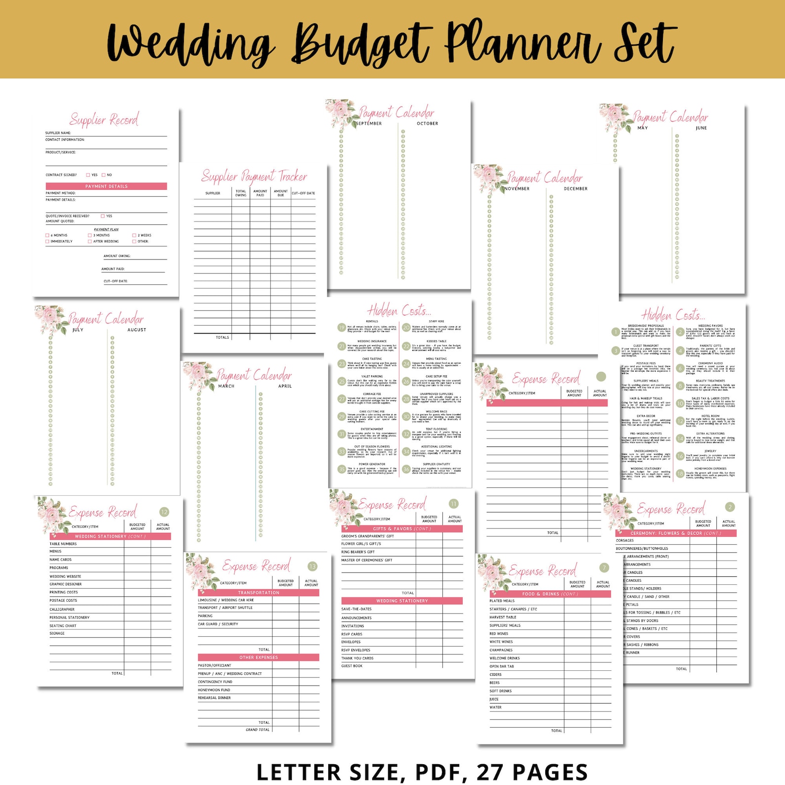 Wedding Budget Planner Printables, PDF Printable - Etsy