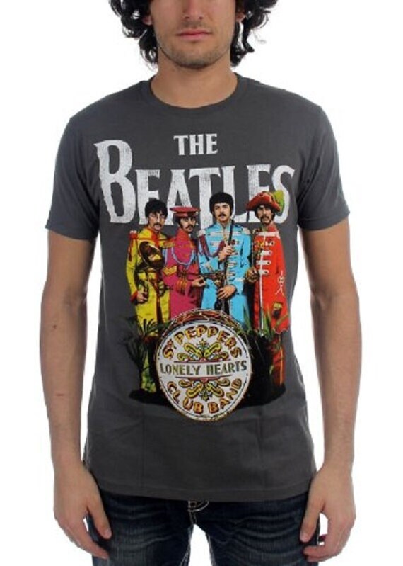 Beatles Mens Sgt Pepper T-Shirt in Charcoal T-Shirts - Gem