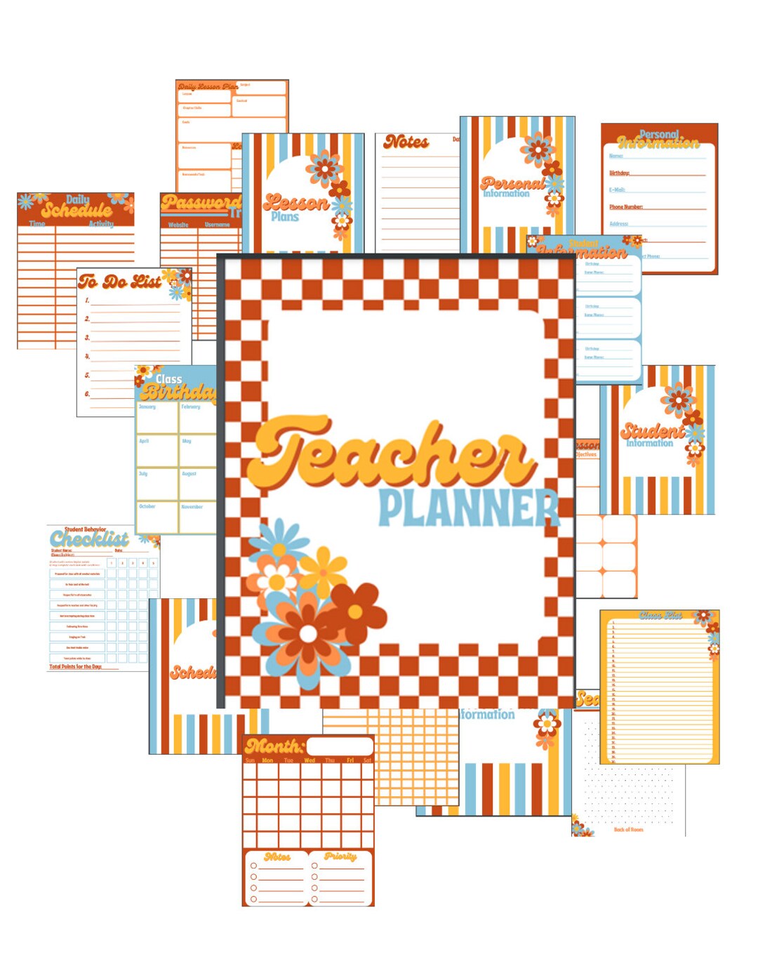 Teacher Planner Beyond Retro large Size - Etsy