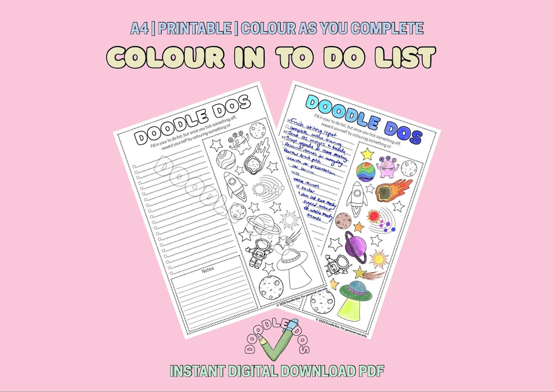 Printable Colour in to Do List | ADHD Friendly Space Doodle Dos ...