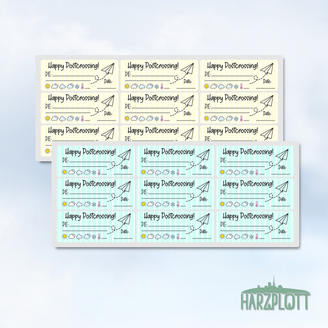 Postcrossing Sticker Paper Airplane Happy Postcrossing DE US CA Weather ...