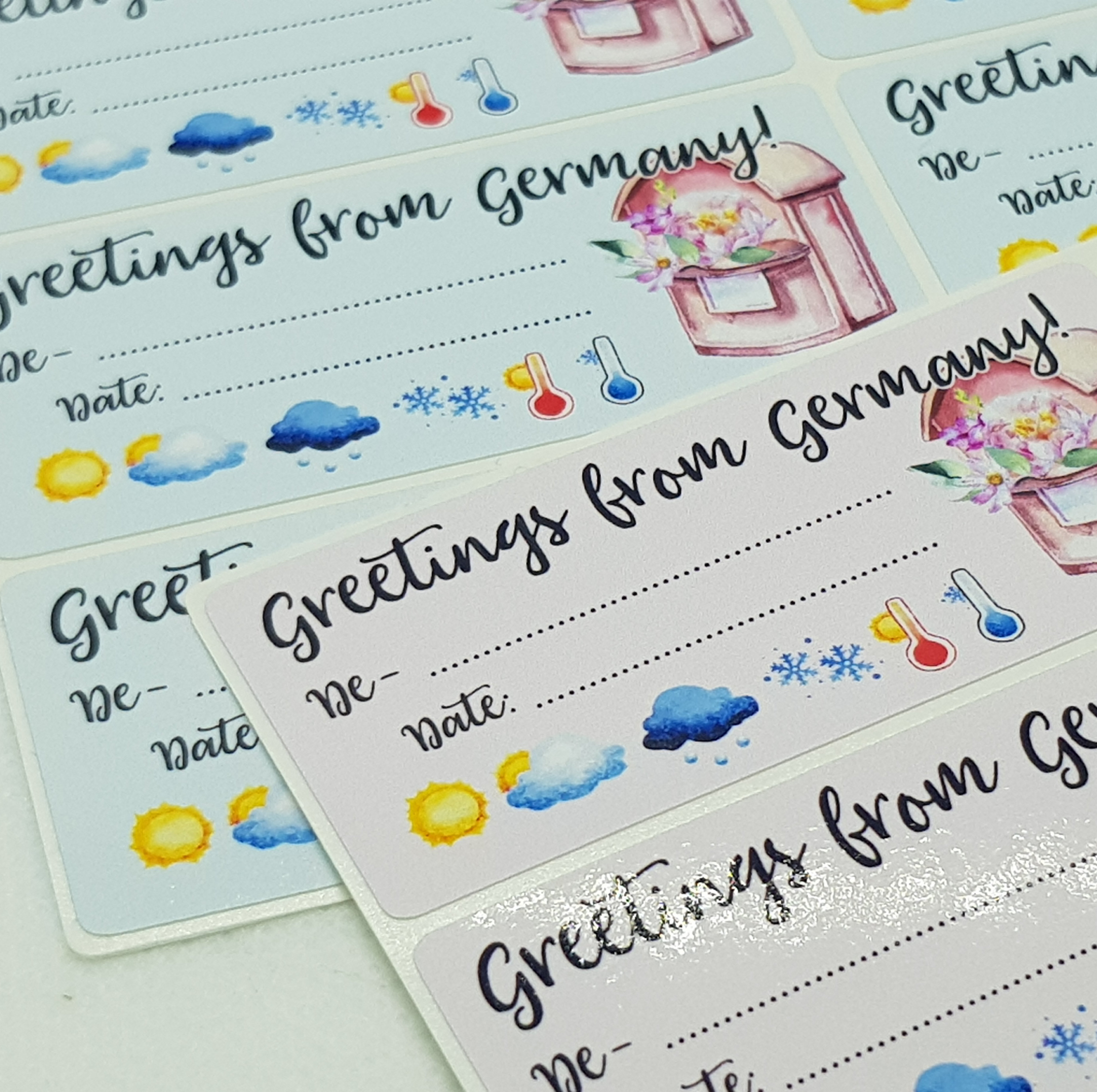 Postcrossing Aufkleber Sticker mit Briefkasten-Motiv Greetings from ...