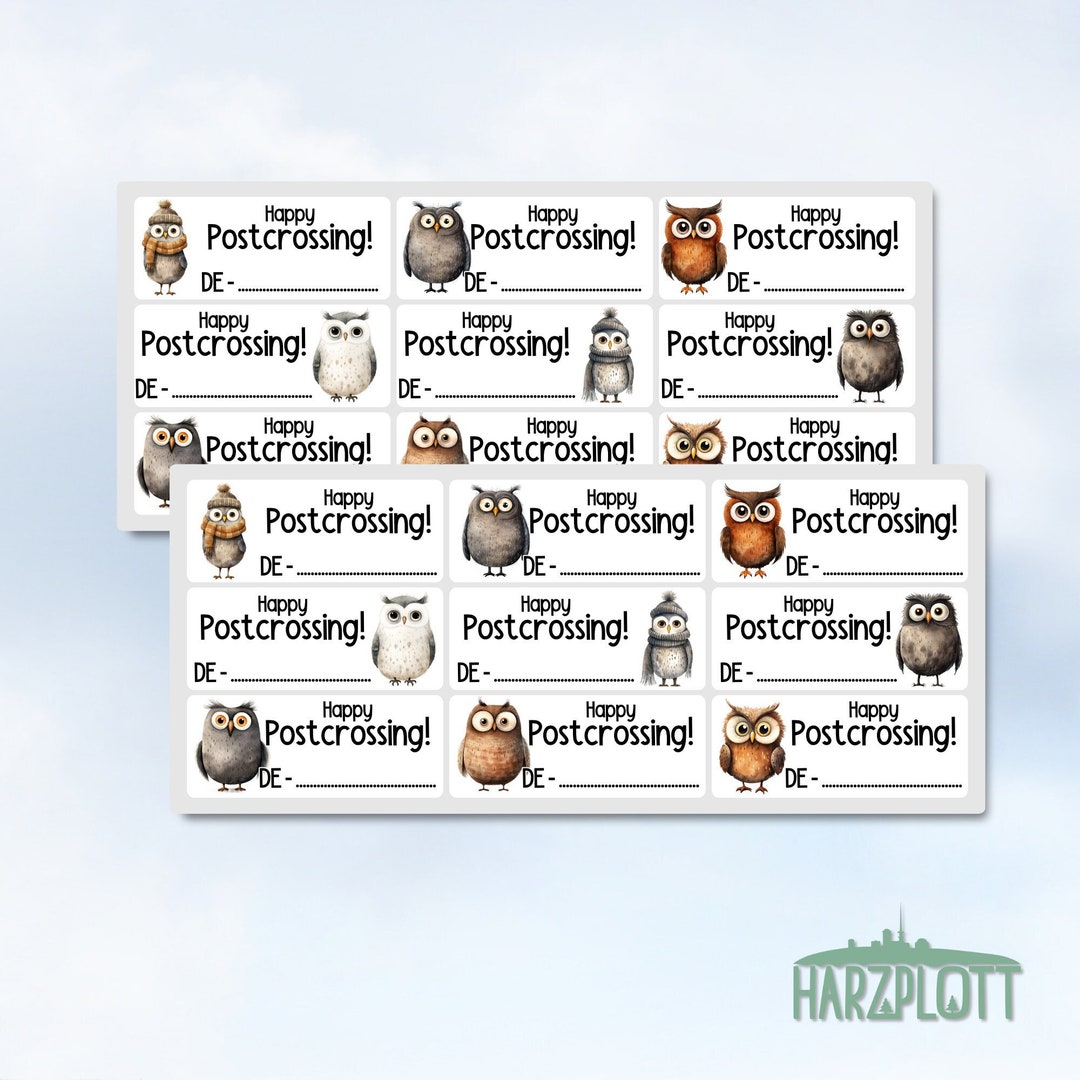 Happy Postcrossing Stickers Funny Owls Eagle Owl Bird of Wisdom Owl ...