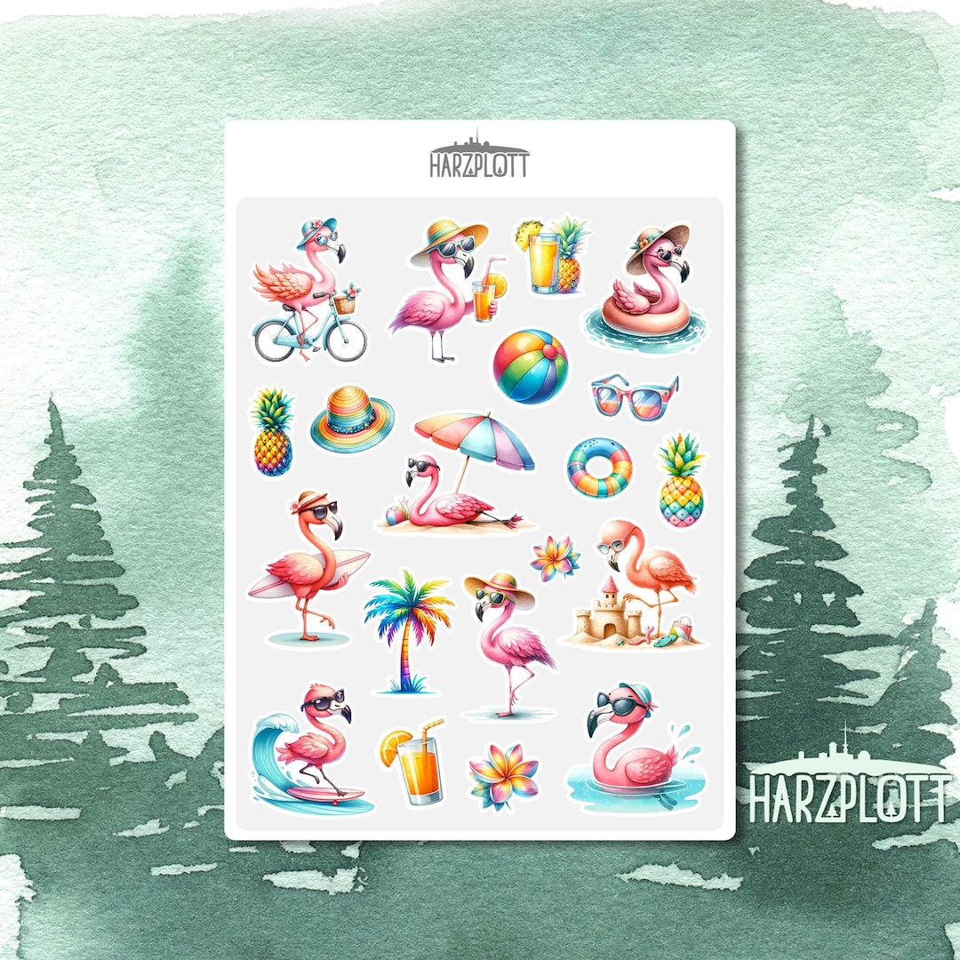 Stickers Funny Flamingos Tropical Birds Pink Animal Lovers Holiday ...