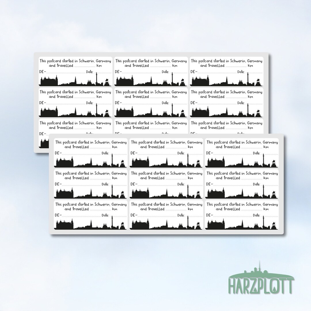 Postcrossing Sticker Schwerin Silhouette Skyline Mecklenburg Vorpommern ...