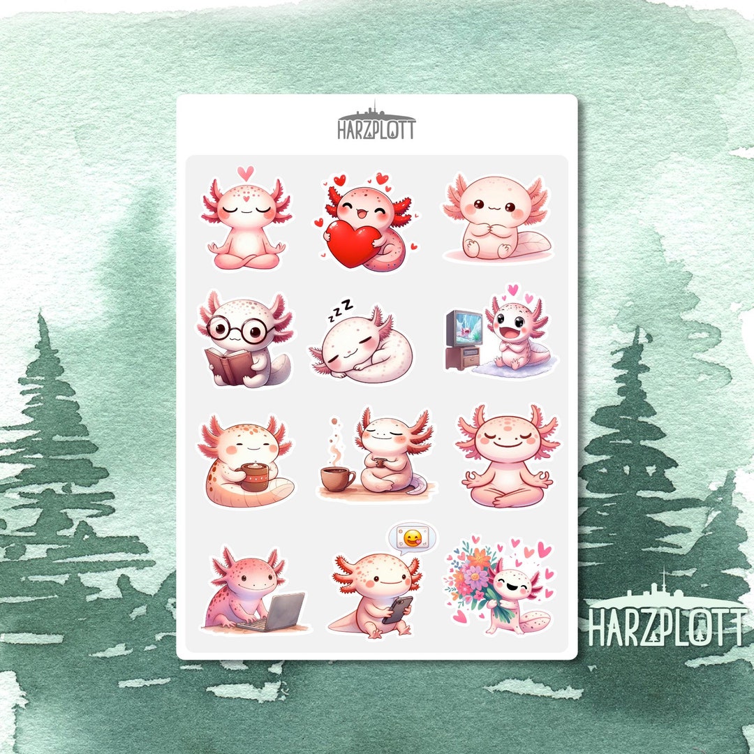 Sticker Cute Axolotl Caudate Amphibian Aquarium Rare Animals Animal ...