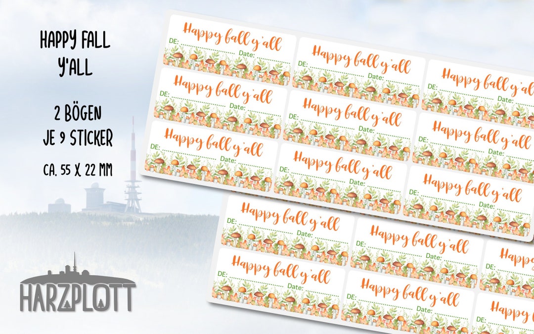 Postcrossing Sticker Sheet With Autumn Motifs happy Fall Y'all Easy ...