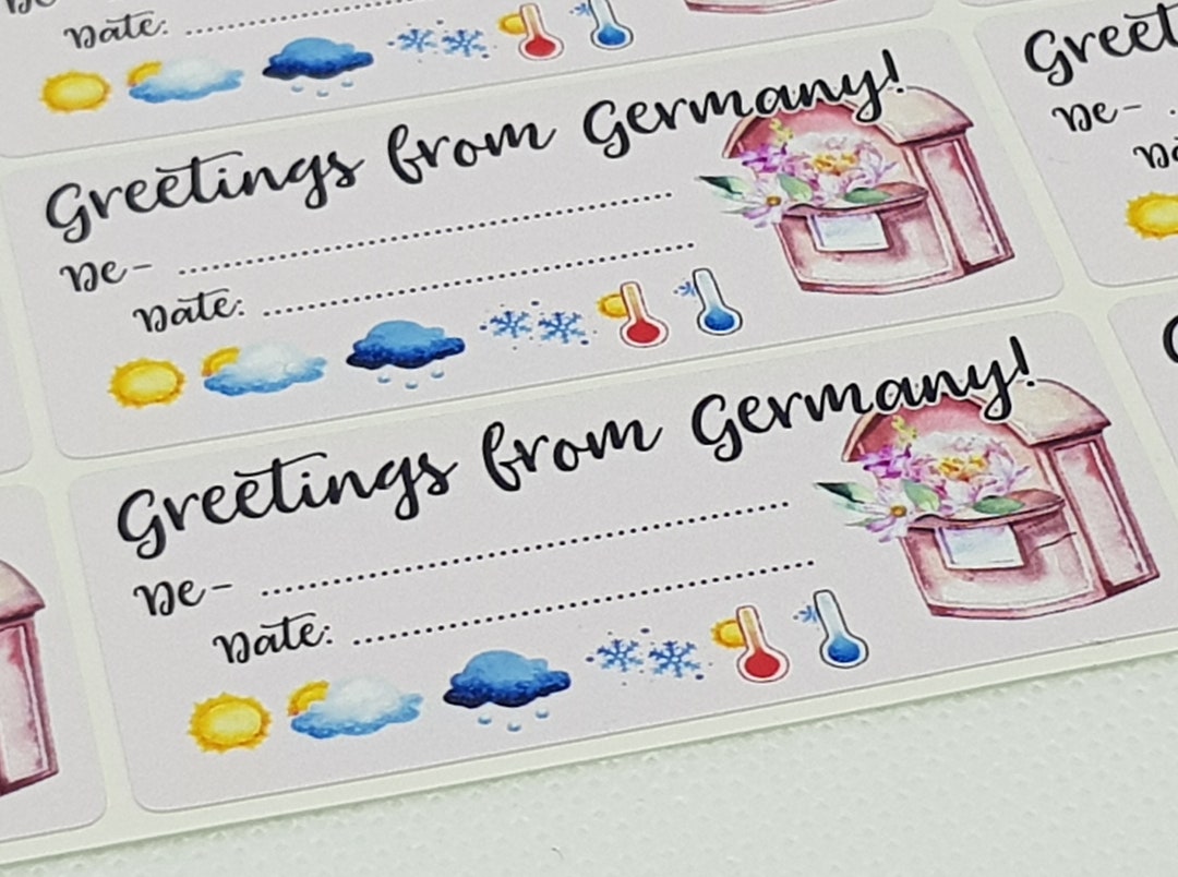 Postcrossing Sticker With Mailbox Motif Greetings From Germany - Etsy