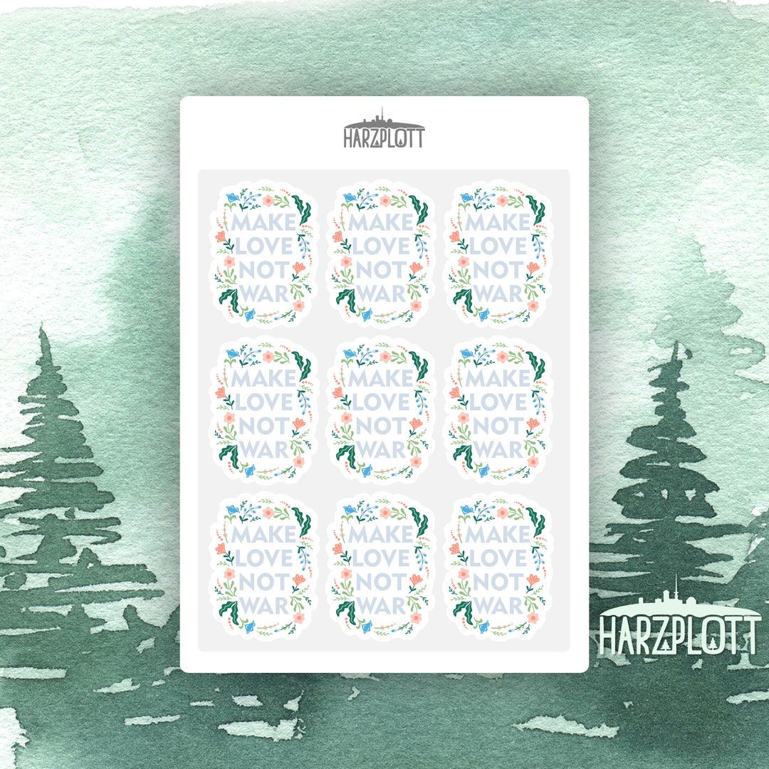 Sticker Sheet Make Love Not War Easy Peel off Sticker Sheet A6 - Etsy