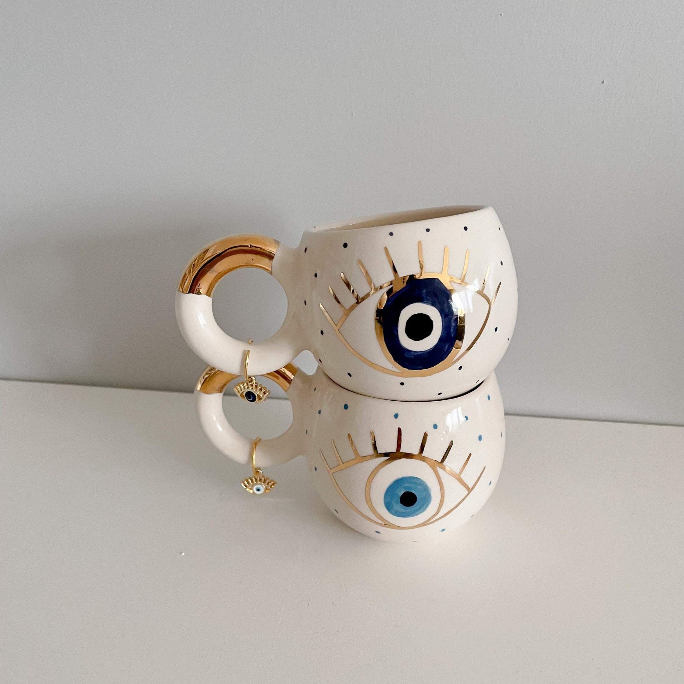Evil Eye Espresso Ceramic Cup, Coffee Cup Ceramic, Evil Eye Ceramic ...