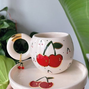 Ceramic Cherry Mug, Espresso Mug, Cherry Ceramic Cup - Etsy